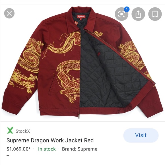 Supreme | Jackets & Coats | Rare Supreme Red Work Jacket | Poshmark